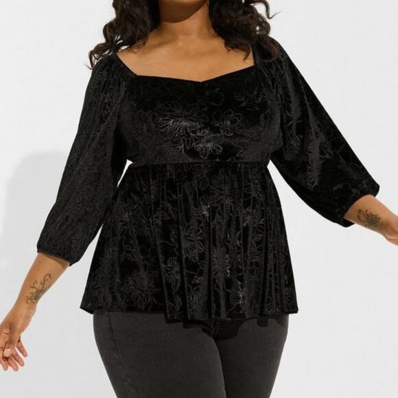 torrid | Tops | Torrid Goth Boho Wedding Black Velvet Corset Peplum ...